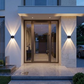 Toolight Toolight, JNH039-4G, venkovní LED nástěnné svítidlo nahoru/dolů, 4 LED, 12 W, 4000 K, IP44, černá matná, OSW-56230