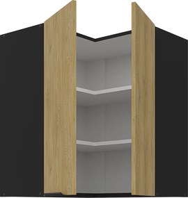 CREMONA cc | horní kuchyňská skříňka 60x60 GN-72 2F (90°) rohová s policemi | 60x60 cm | černá/cremona