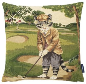 Gobelínový polštář s kocourem na golfu - 45*45*15cm