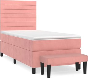 Box spring postel s matrací růžová 100x200 cm samet 3137892