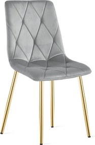 Sada tří jídelních židlí LIBRA sametové, světle šedé / zlaté nohy (3 ks)