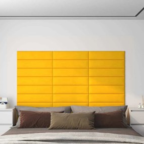 vidaXL Nástěnné panely 12 ks 60 x 15 cm samet 1,08 m² [343838] Barva: Žlutá
