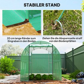 Skleník Outsunny 200x300x200cm z polyethylenu s dveřmi, 6 okny, pozinkovaným ocelovým fóliovým tunelem, 170g/m² PE, stabilní tunel na rostliny, sklen…