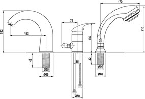 Aqualine Aqualine, KASIOPEA tříprvková baterie na okraj vany, chrom, 1107-30