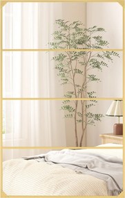 Nástěnné zrcadlo HOMCOM ve stylu okenní mřížky, zlatý kovový rám, obdélné — vodorovné i svislé, 109 × 69 cm | Aosom