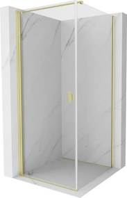 Mexen Mist-B, 1-křídlý ​​výklopný sprchový kout 80 x 80 cm, čiré sklo, zlatý matný profil, 8A2T-080-080-55-00