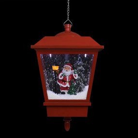 Vánoční závěsná lampa LED světlo a Santa červená 27x27x45 cm 289928