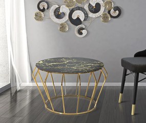 Konferenční stolek Histor 78 cm zlatý/černý mramor