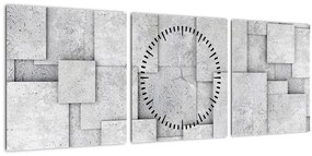 Obraz - Abstrakce betonových kachliček (s hodinami) (90x30 cm)