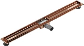 Mexen Flat, lineární podlahový žlab 90 cm, růžové zlato, 1615090