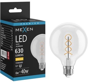 Mexen Vintis Žárovka filament spirála LED E27, G95, 6W, Teplá - 2700K, 630 lm, čirá - L167-E27-0627-00
