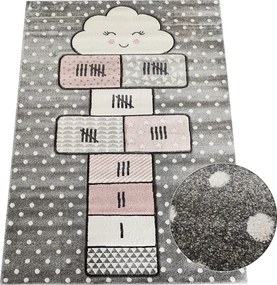 BE Dětský koberec Smart Kids 22604 GREY - šedý obdélníkový, skákací Rozměr: 120x180 cm