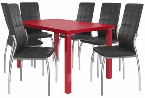 Jídelní set Loreno 1+6 židlí - červená/černá