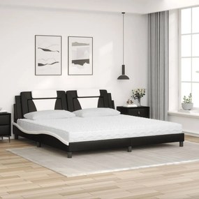 Postel Viana s matrací černá a bílá 200 x 200 cm umělá kůže 3208822