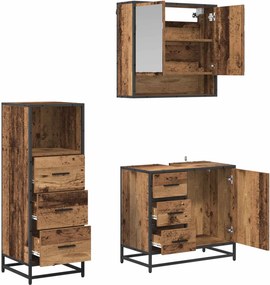 Sada koupelnového nábytku 3 ks Staré dřevo 65 x 33 x 60 cm 3402332