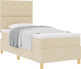 Postel s boxspringem s čelo Krémová 100 x 200 cm textil 3339677