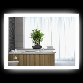 kleankin LED koupelnové zrcadlo, podsvícení, dotyková funkce, funkce paměti, proti zamlžení, 80 x 60 cm