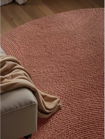 Ručně tkaný vlněný kulatý koberec v terakotové barvě ø 200 cm Calmio – Hanse Home