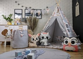 Dětský stan TEEPEE (TÝPÍ) ANIMALS s doplňky - LES - šedý