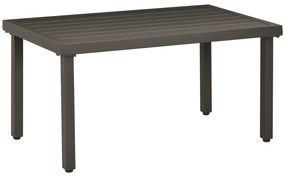 Outsunny zahradní stolek konferenční stolek se vzhledem dřeva 91x51x46 cm obdélníkový na balkon terasu z oceli hnědý | Aosom.de