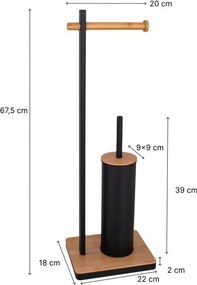 Erga Luki, držák na toaletní papír a WC kartáč 2v1, černá matná-hnědá, ERG-YKA-P.LUKI