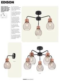 Redo 01-1580 - Lustr na lanku EDISON 5xE27/42W/230V pr. 53 cm černá/měděná