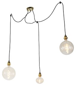 Závěsné svítidlo zlaté 3-světlo včetně LED jantarově stmívatelné - Cava Luxe