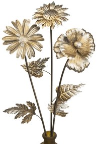 Zapichovací zahradní dekorace Flowers, sada 3ks, 74 cm, kov, zlatá