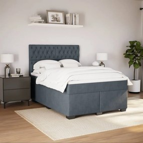 Box spring postel s matrací tmavě šedá 160x200 cm samet 3290961