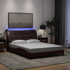 Rám postele s LED bez matrace Hvar Tmavě hnědá 120x200 cm Látka 3213693