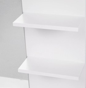 kleankin koupelnové zrcadlo nástěnné zrcadlo se 3 policemi, zrcadlová polička do koupelny, MDF bílá 60x10x48cm, moderní design pro pořádek | Aosom.de