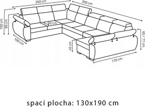 Sedací souprava BASTON | 260x390x170 cm | rozkládací + 2x úložný prostor | VÝBĚR TKANIN