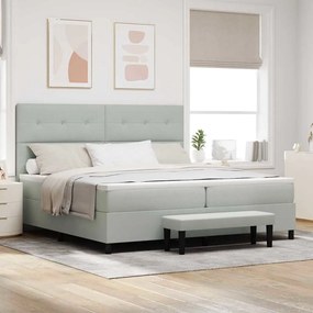Postel s boxspringem s čelo Světle šedá 200 x 200 cm samet 3344534
