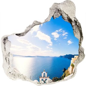 Wallmuralia Díra 3D ve zdi nálepka Santorini Řecko 75x75 cm