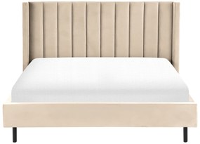 Sametová postel 180 x 200 cm béžová VILLETTE Beliani