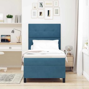 Postel s boxspringem s čelo Tmavě modrá 90 x 190 cm samet 3339804