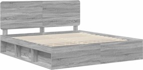 Rám postele Šedá Sonoma 200 x 200 cm Masivní borové dřevo 3412448