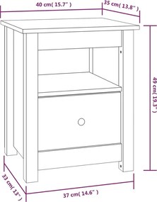 vidaXL Noční stolky 2 ks 40 x 35 x 49 cm masivní borové dřevo [813718] Barva: Šedá