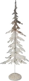 Bílo-hnědý antik kovový vánoční stromek - 16*11*45 cm