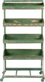 Zelený kovový regál s boxy na kolečkách Boxx - 71*40*133 cm