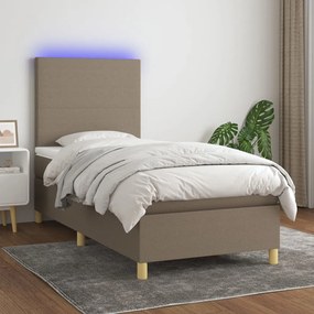 Box spring postel s matrací a LED taupe 80 x 200 cm textil