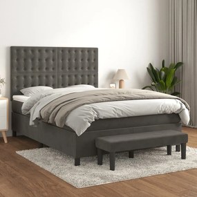 Box spring postel s matrací tmavě šedá 140x200 cm samet 3138086