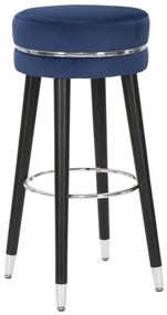 Sametová barová stolička Mauro Ferretti Faria 35x74 cm, modrá/stříbrná