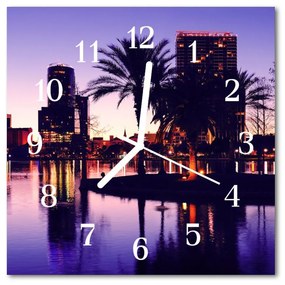 Skleněné hodiny čtvercové Florida palmy 30x30 cm