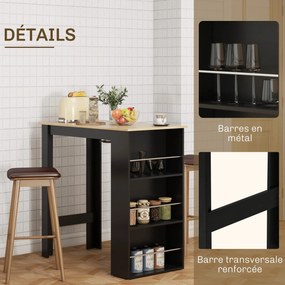 HOMCOM Vysoký Barový Stolek - rozměry 112D x 57Š x 106V cm - 3 police - černý