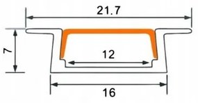 ECOLIGHT Zapuštěný profil bílý + mléčné stínidlo 2m