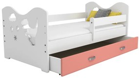 ImportWorld Dětská postel Magdaléna 80x160 B3, bílá/růžová + rošt a matrace