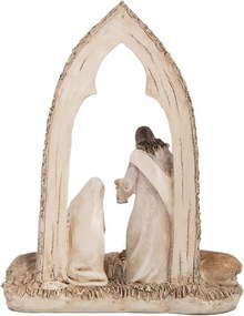 Béžová antik vánoční dekorace betlém - 18*7*22 cm