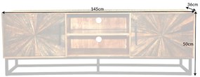 Designový TV stolek Yadira 145 cm hnědé mango