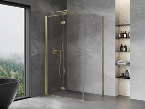 Mexen Mist-F T, 1-křídlý ​​skládací sprchový kout levý 70 x 75 cm, čiré sklo, zlatý lesklý profil, 8A6T-070-075-50-00-L
